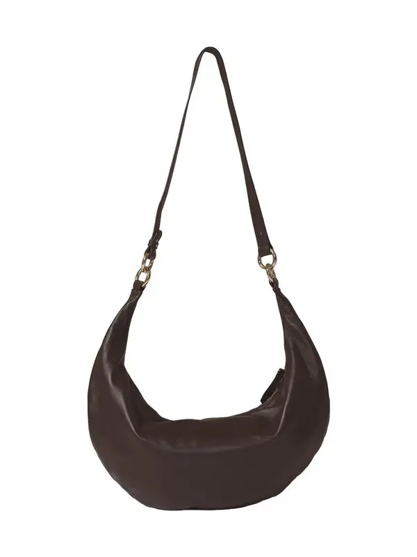 HYER GOODS Leather Convertible Hobo Ring Bag - Chocolate
