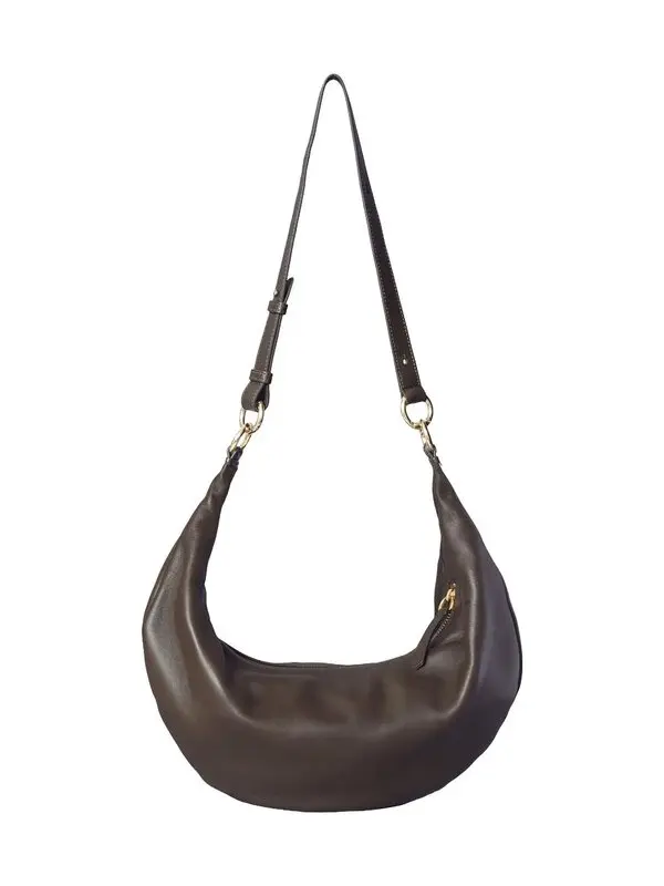 HYER GOODS Leather Convertible Ring Bag - Chocolate