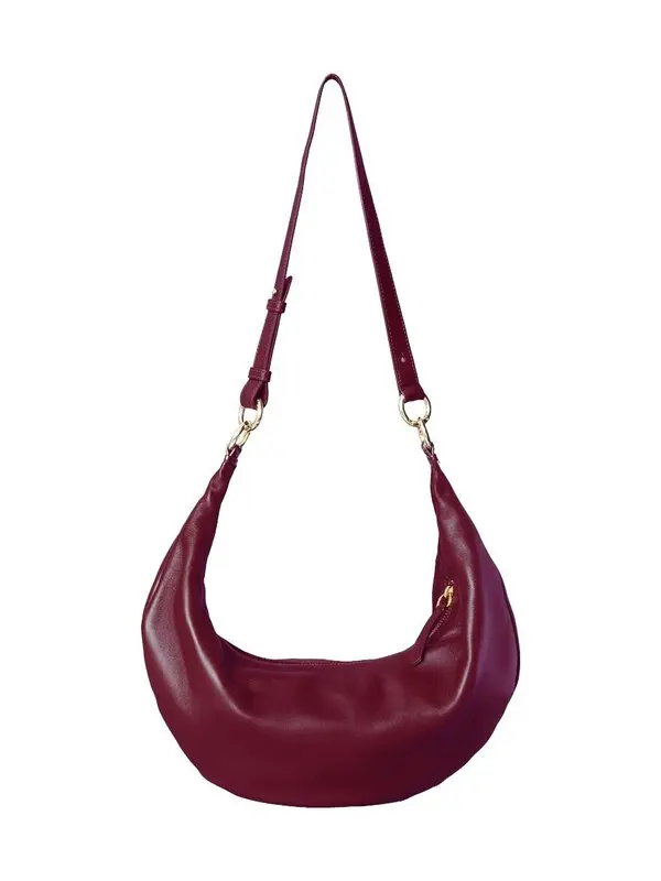 HYER GOODS Leather Convertible Ring Bag - Dark Cherry Red