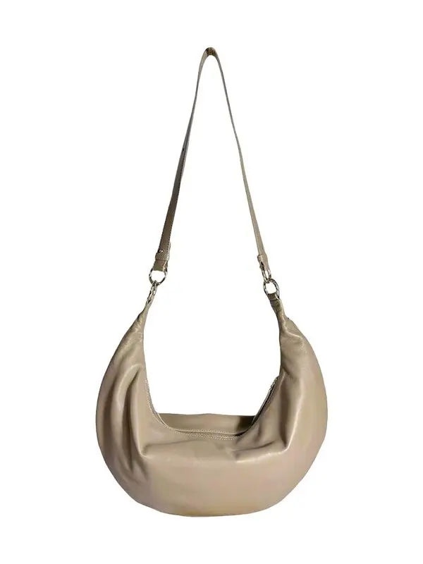HYER GOODS Leather Convertible Hobo Ring Bag - Taupe
