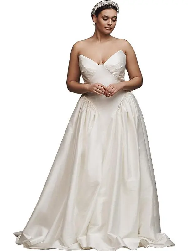 Watters Ember Strapless Dupioni Gown - Ivory