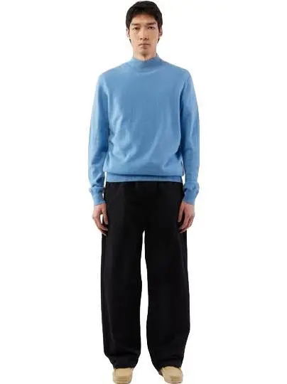 Gobi Cashmere Essential Mock Neck Cashmere Sweater - Azure Blue
