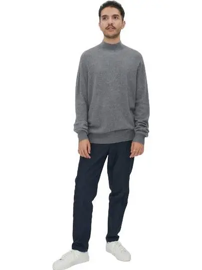 Gobi Cashmere Essential Mock Neck Cashmere Sweater - Dim Gray