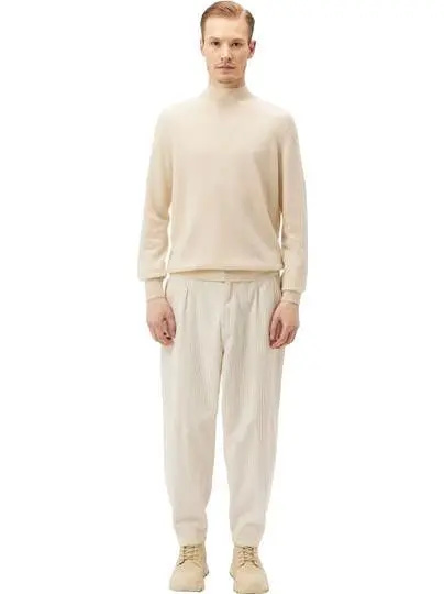 Gobi Cashmere Essential Mock Neck Cashmere Sweater - Off White