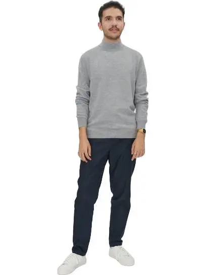 Gobi Cashmere Essential Mock Neck Cashmere Sweater - Vapor Blue