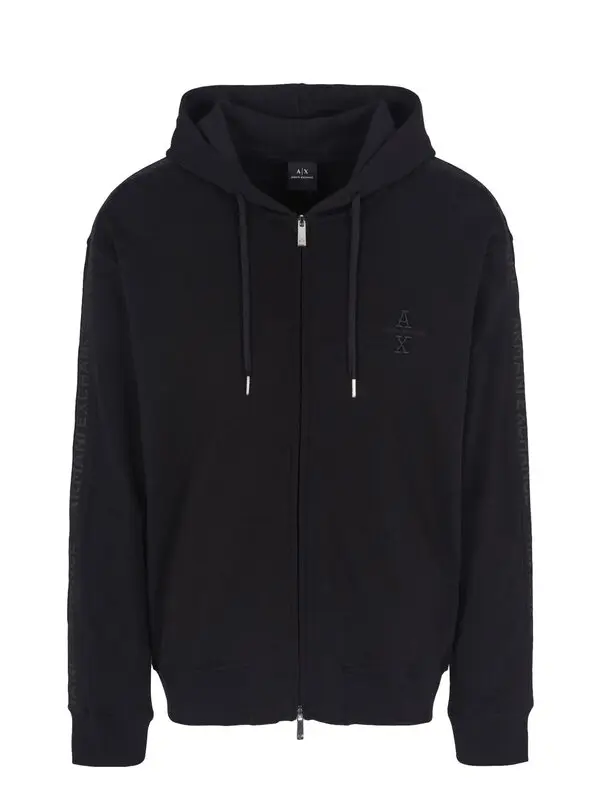 Armani Exchange Logo-embroidered Hoodie - Black