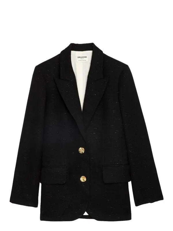 Zadig&Voltaire Single-breasted Tweed Blazer - Black