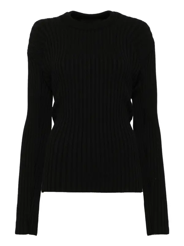 ALAINPAUL Double-collar Bascule Rib Jumper - Black