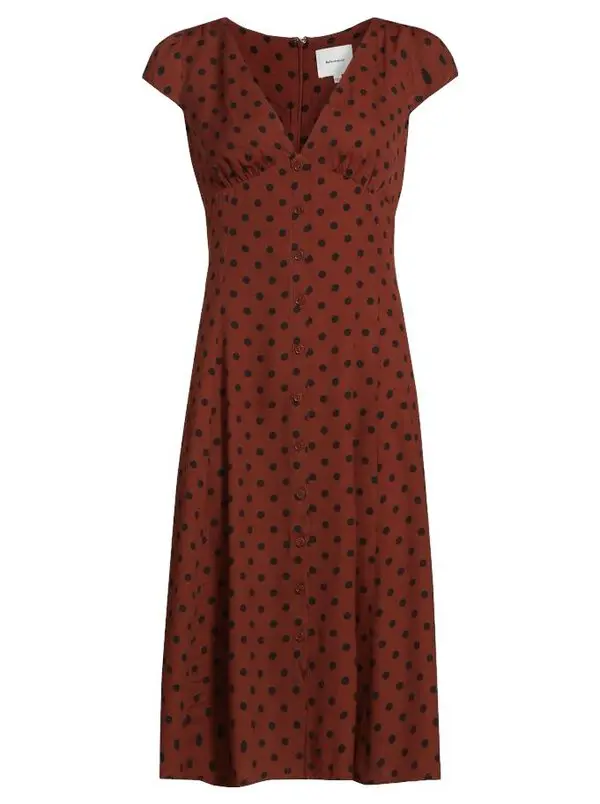 REFORMATION Wilda Polka-dot Dress - Fig Jam Dot