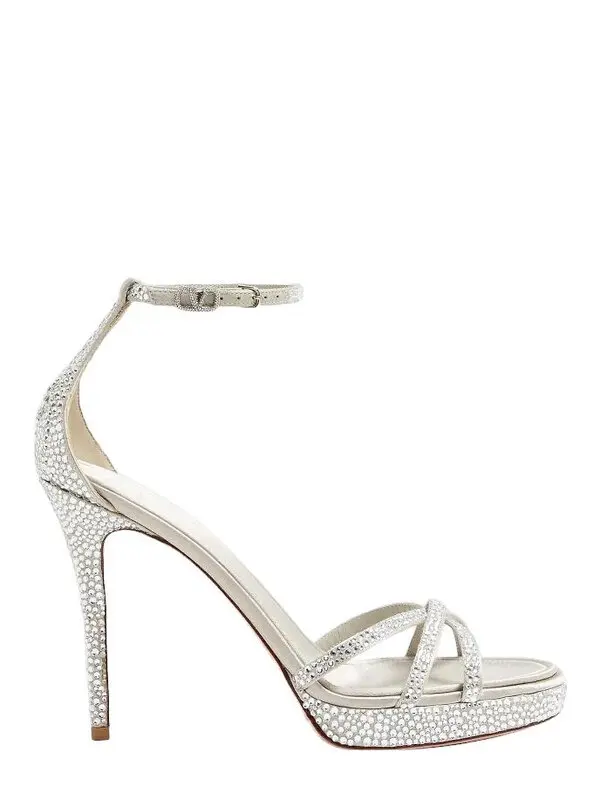 Valentino Garavani Eveninglam 120mm Platform Sandals With Crystals - Crystal Grey