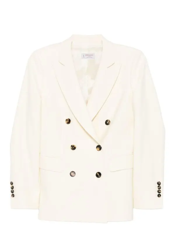 Alberto Biani Wool Double Breasted Jacket - White