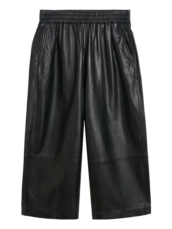 HERSKIND Eagle Leather Cropped Trousers - Black
