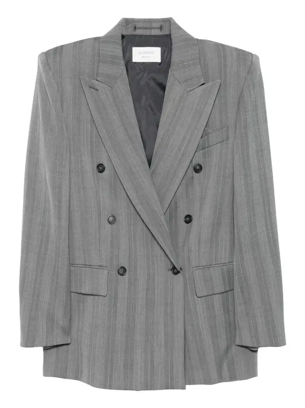 Sportmax Wool Double Breasted Jacket - Grey