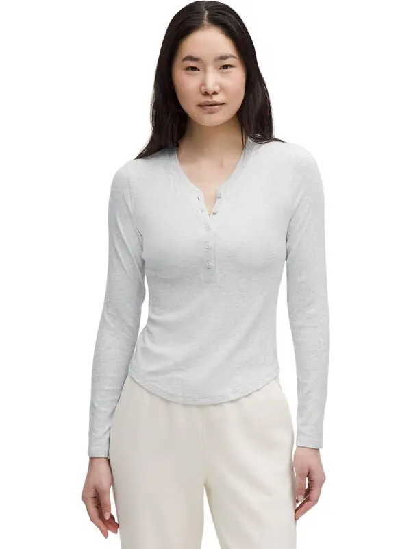 Lululemon Long-sleeve Henley - Heathered Core Ultra Light Grey
