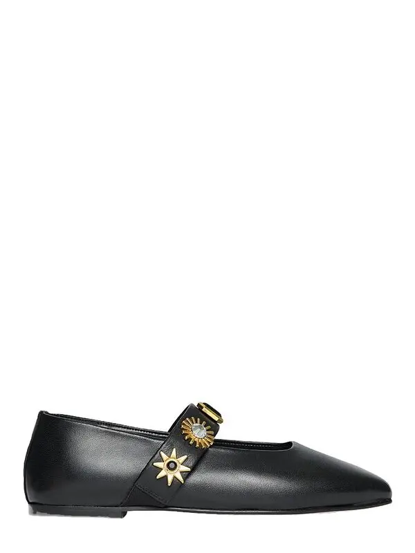 Freda Salvador Jasmine Embellished Leather Flats - Black Calf Embellishments