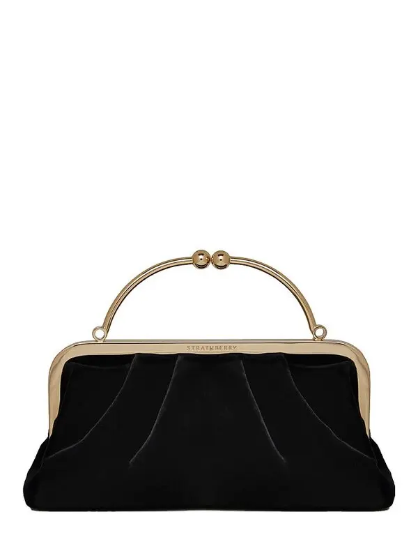 Strathberry Frame Velvet Clutch - Black