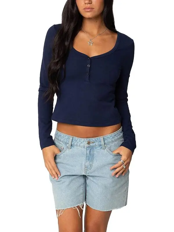 EDIKTED Leah Henley Top - Navy