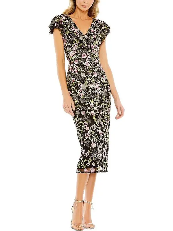 Mac Duggal Floral Embellished Dress - Black Multi