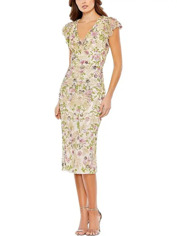Mac Duggal Floral Embellished Dress - Cream Multi
