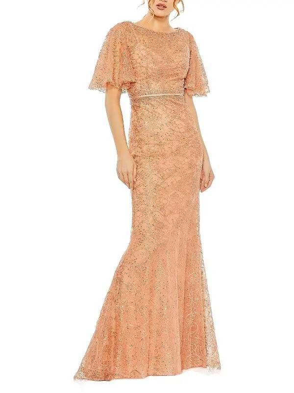 Mac Duggal Embellished Neck Trumpet Gown - Cinnamon