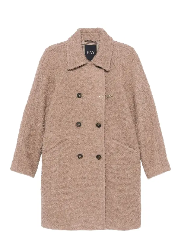 FAY Shearling Mid-length Coat - Brown