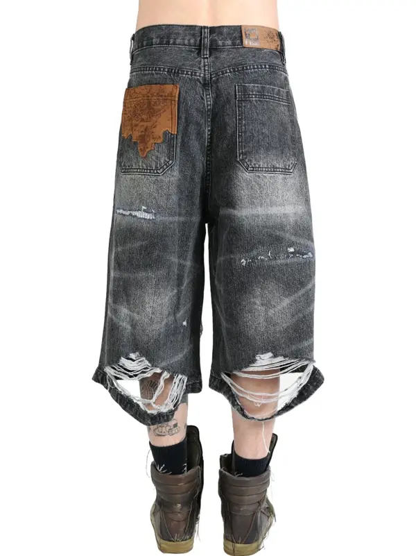 BIRTH OF ROYAL CHILD Nautical Treasure Map Denim Shorts - Black