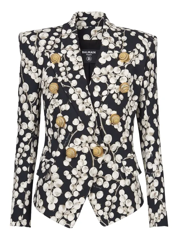 Balmain Printed Double-breasted Blazer - Black