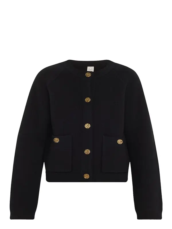 TOTEME Hammered Button Wool Cashmere Cardigan - Black