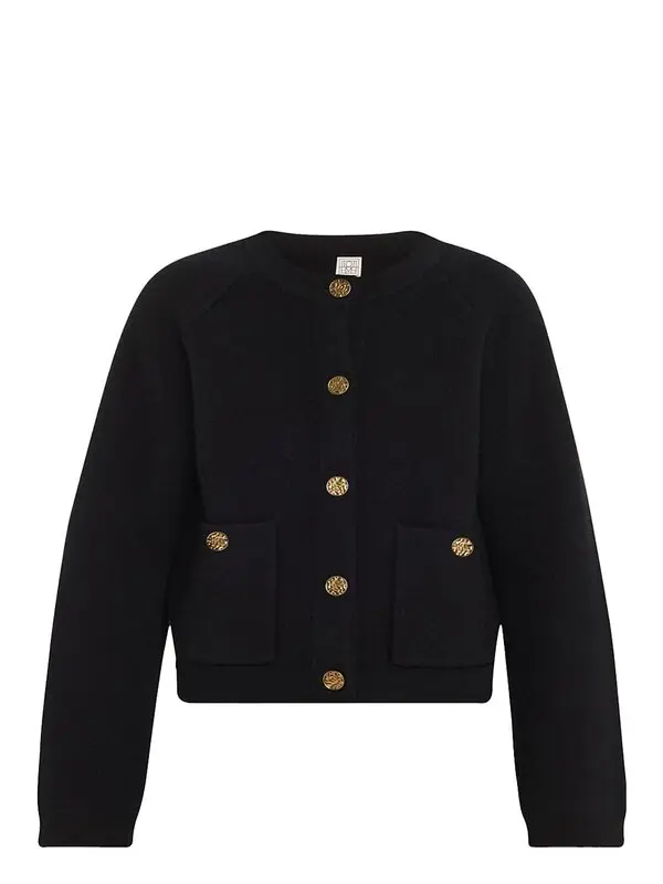 TOTEME Hammered Button Wool Cashmere Cardigan - Black
