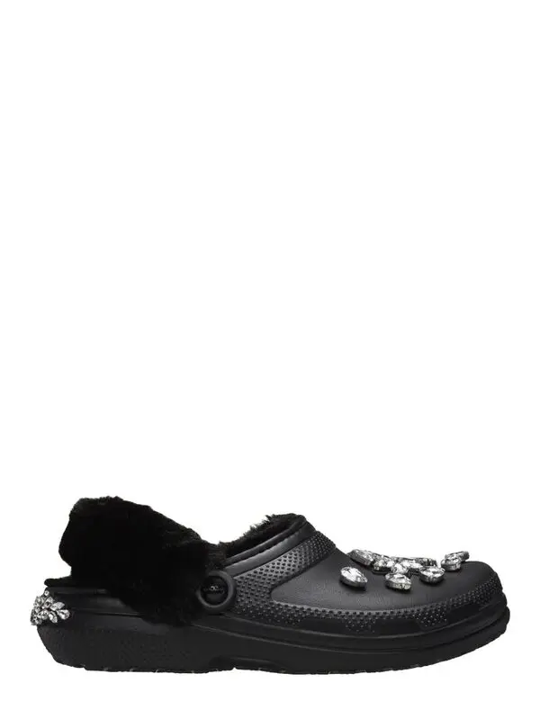 SIMONE ROCHA X CROCS Crystal Faux Fur Clogs - Black