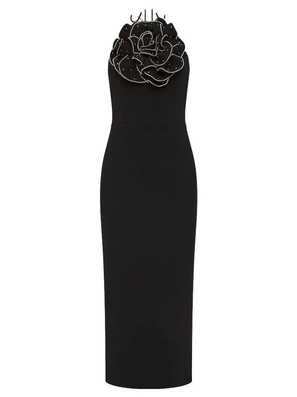 Rebecca Vallance Eliana Floral Halterneck Midi-dress - Black