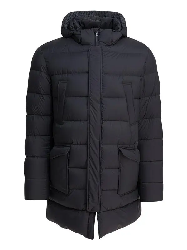 Herno Long Down Jacket With Hood - Grey