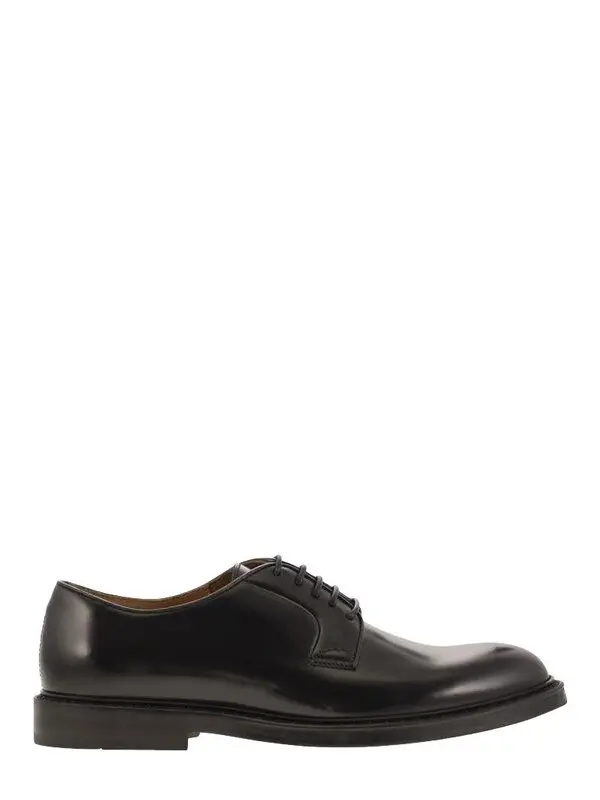 DOUCAL'S Brushed Leather Derby Shoes - Black