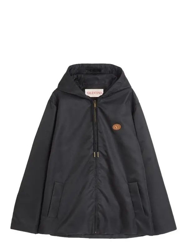 Valentino Garavani Hooded Nylon Windbreaker With Vlogo - Black