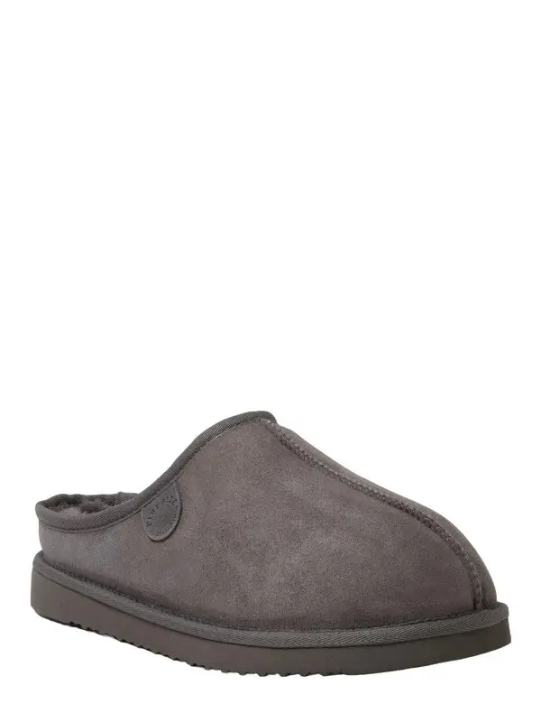 DEARFOAMS Fireside Grafton Shearling Clog Slipper - Grey Solid