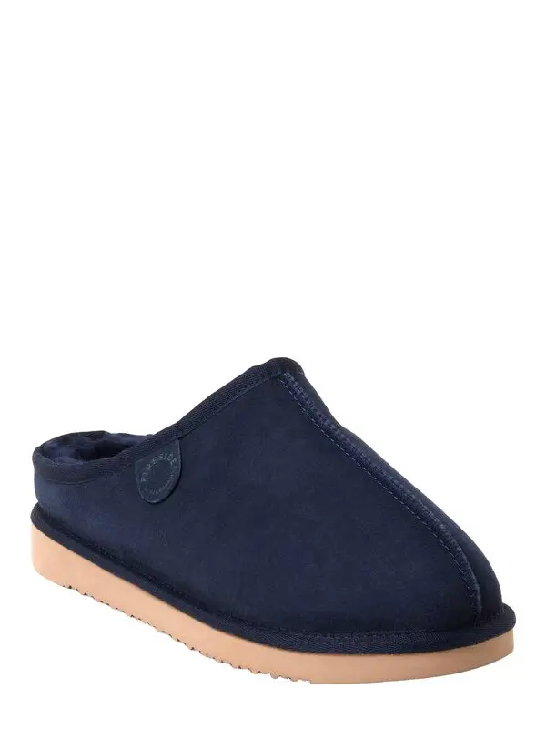 DEARFOAMS Fireside Grafton Shearling Clog Slipper - Navy