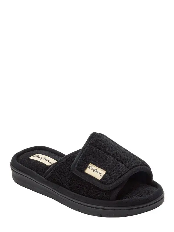 DEARFOAMS Terry Adjustable Shower Slide Slipper - Black