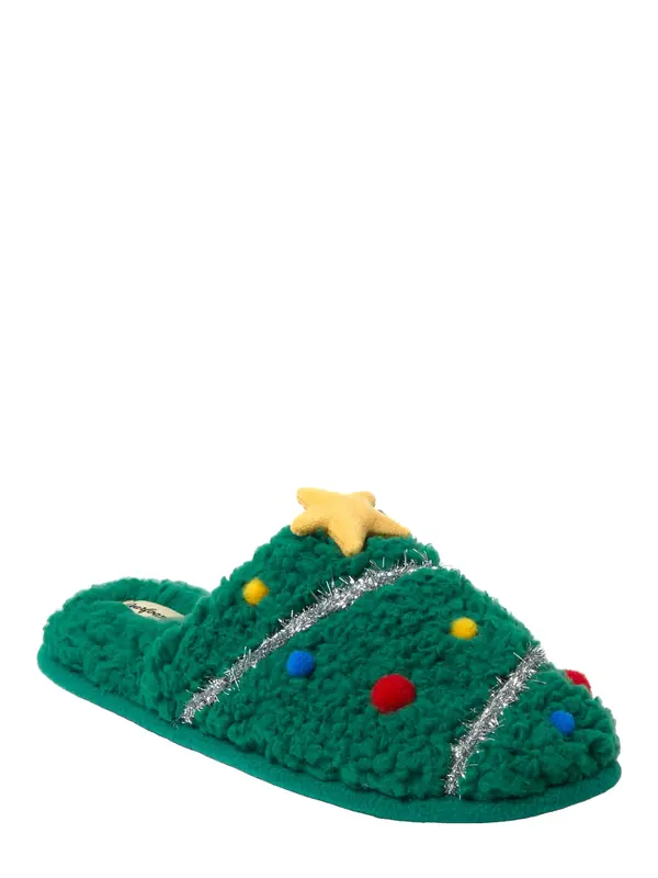 DEARFOAMS Novelty Holiday Scuff Slipper - Deep Green
