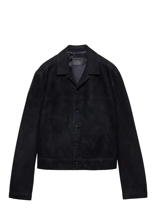 Prada Suede Blouson Jacket - Navy