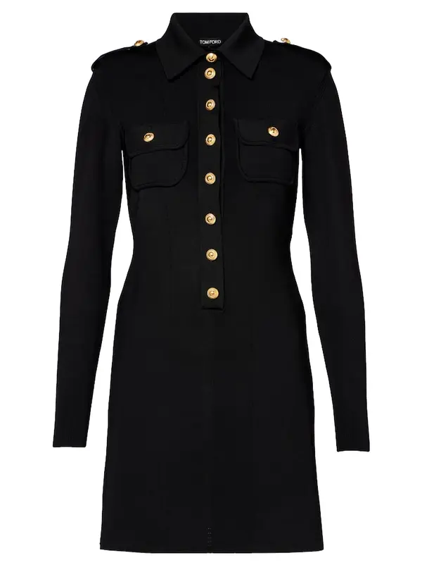 TOM FORD Knitted Polo Shirt Dress - Black