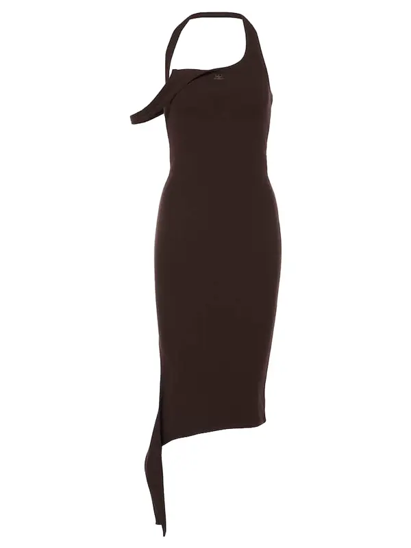 COURREGES Ribbed-knit Midi Dress - Black