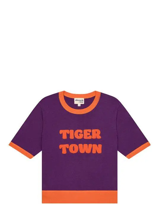 ELLSWORTH + IVEY Game Day Short Sleeve Sweater - Purple