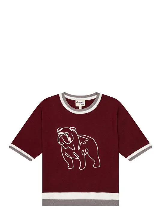 ELLSWORTH + IVEY Game Day Short Sleeve Sweater - Burgundy