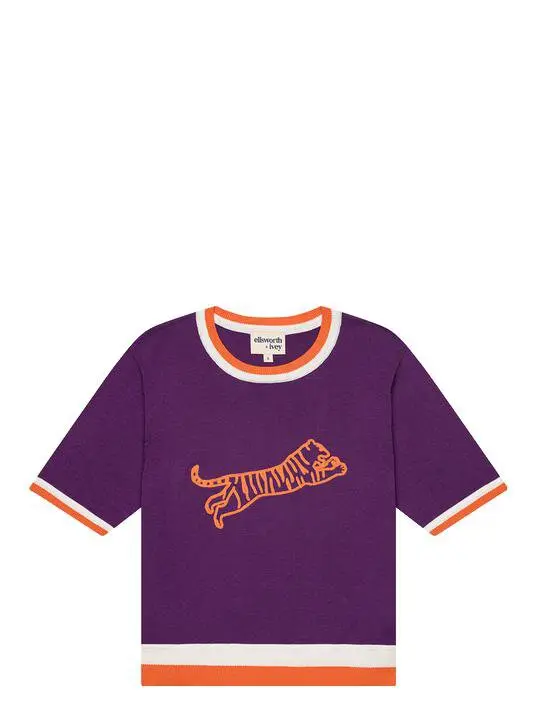 ELLSWORTH + IVEY Game Day Short Sleeve Sweater - Purple
