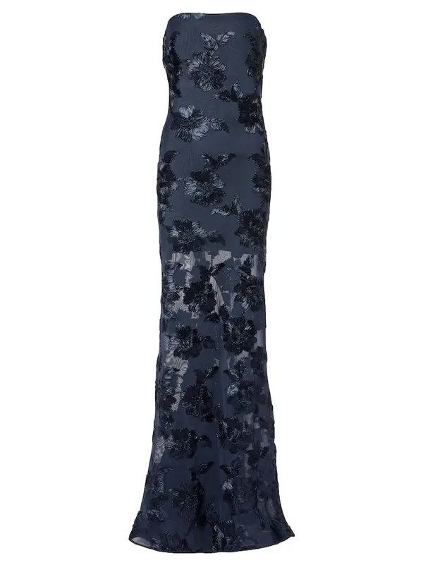 ROTATE BY BIRGER CHRISTENSEN 3d Mesh Maxi Dress - Blue