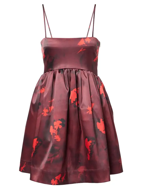 GANNI Floral Satin Mini Dress - Multicoloured