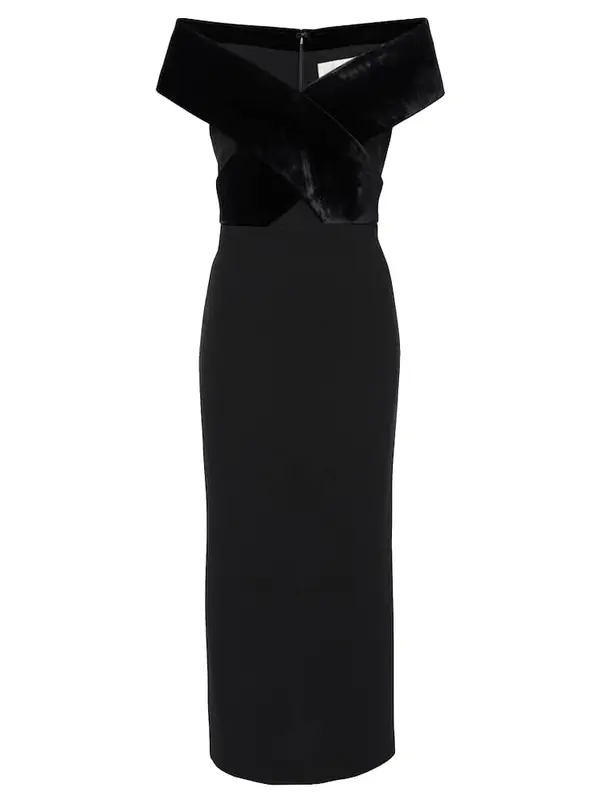 Roland Mouret Off-shoulder Velvet Gown - Black