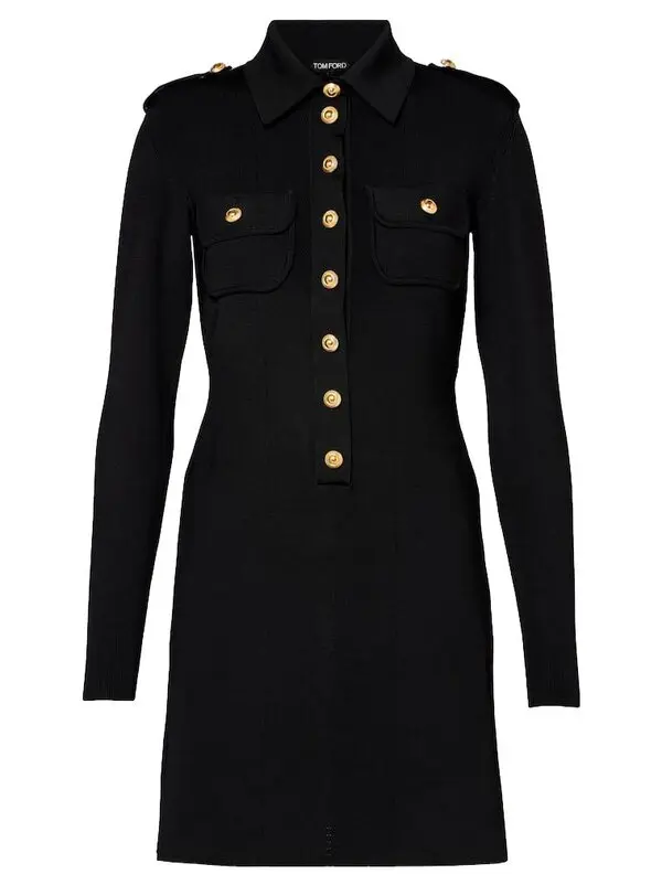 TOM FORD Knitted Shirt Dress - Black