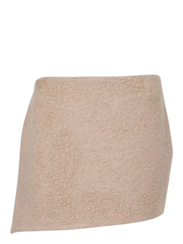 Givenchy Asymmetric Alpaca And Wool Miniskirt - Beige