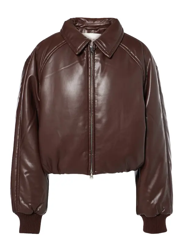 AGOLDE X Shoreditch Ski Club Tate Faux Leather Bomber Jacket - Brown
